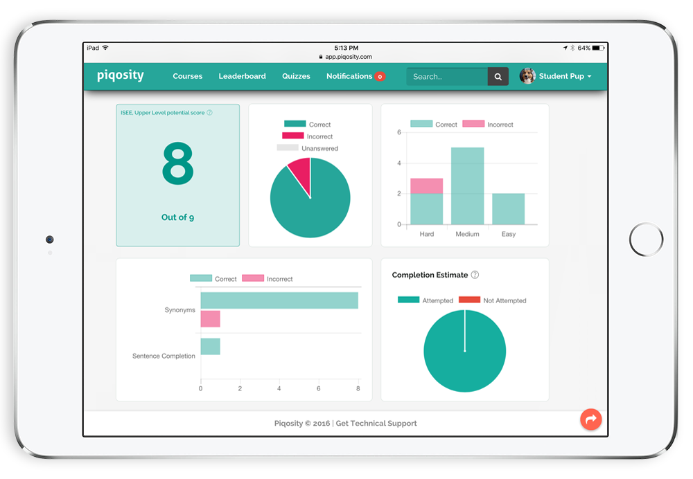 isee-silver-ipad - Piqosity - Adaptive Learning & Student Management App
