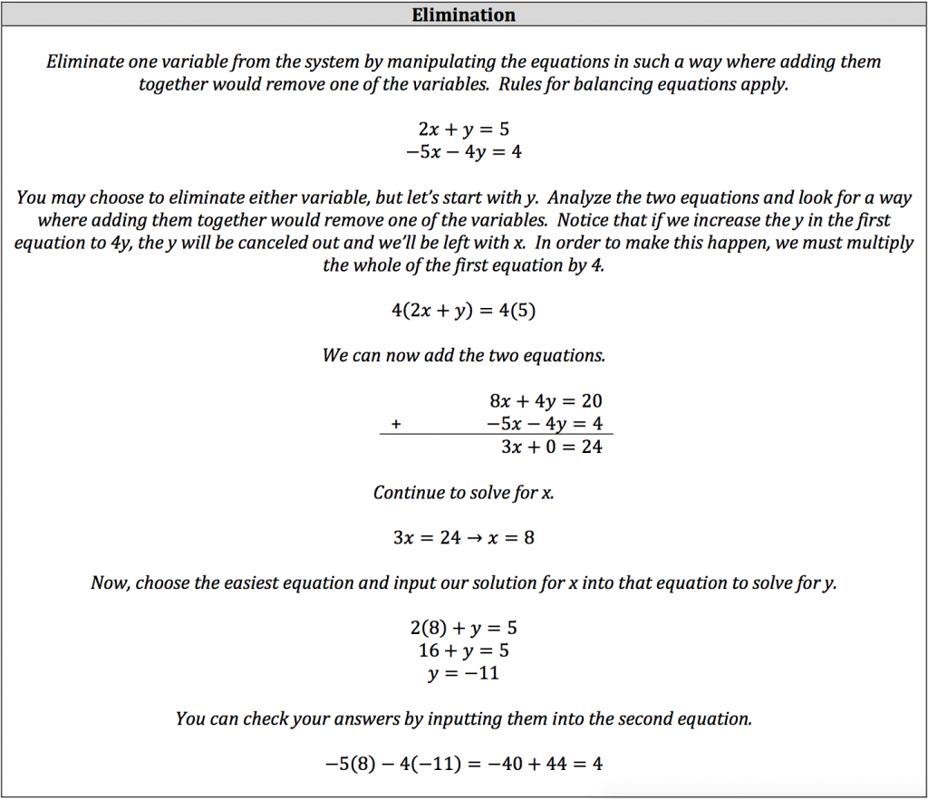 ISEE Math Review - System of Linear Equations: Elimination and ...