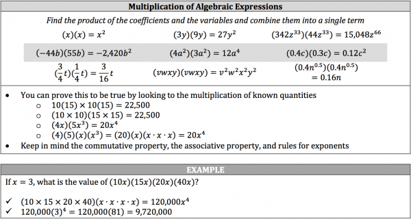 ISEE Math Review - Operations on Algebraic Expressions | Piqosity