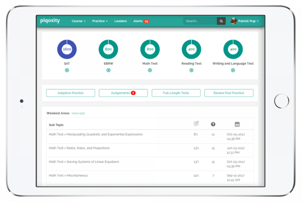 Free ACT and SAT Practice Tests - Piqosity - Adaptive Learning ...