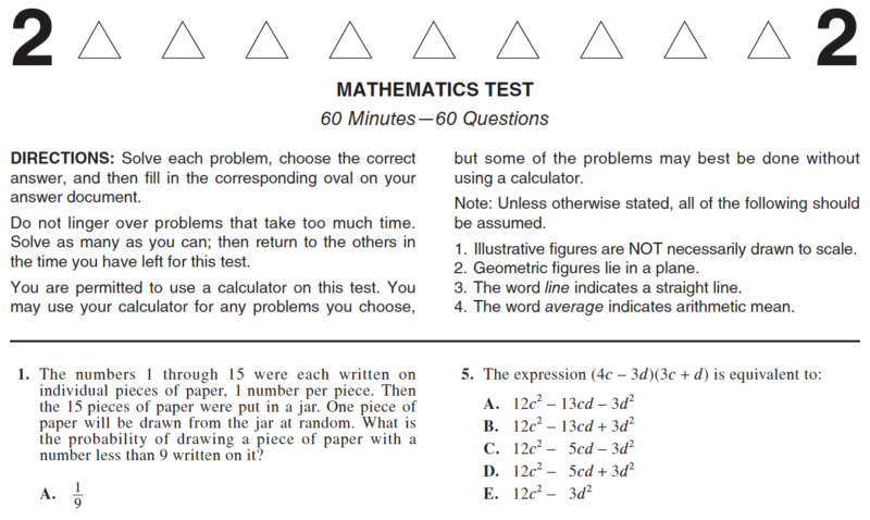 Answer Explanations for the 2021-22 ACT Math Test | Piqosity